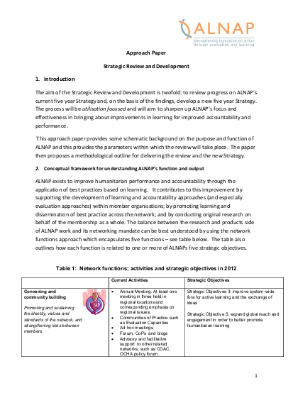 Strategic review and development approach paper | ALNAP