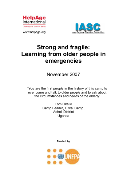 Strong and fragile: Learning from older people in emergencies | ALNAP