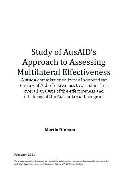 Study of AusAID’s Approach to Assessing Multilateral Effectiveness | ALNAP