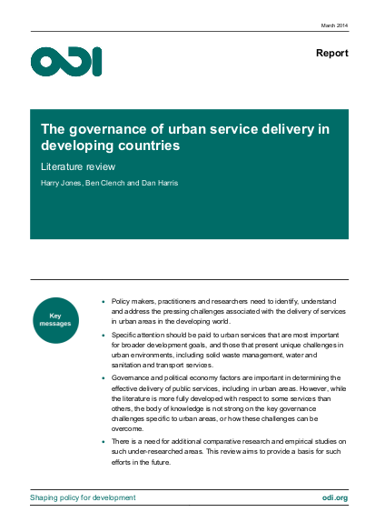 The Governance of Urban Service Delivery in Developing Countries ...