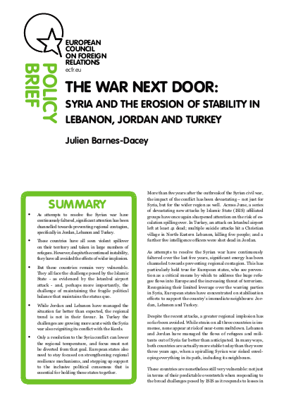 The War Next Door: Syria and the Erosion of Stability in Lebanon ...