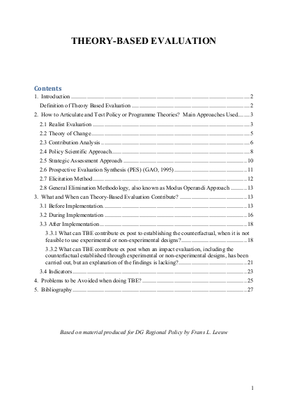 Theory Based Evaluation | ALNAP