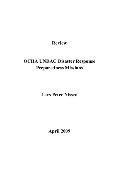 Review of OCHA UNDAC disaster response preparedness missions | ALNAP