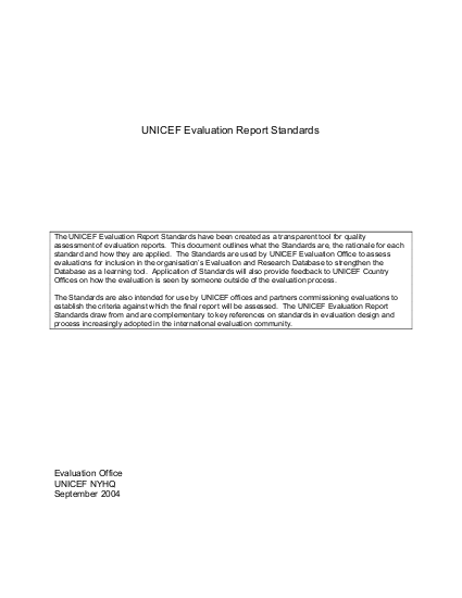 UNICEF evaluation report standards | ALNAP