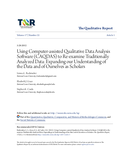 Using Computer-assisted Qualitative Data Analysis Software (CAQDAS) to Re-examine Traditionally ...