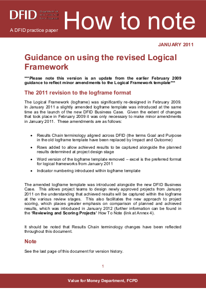 Guidance On Using The Revised Logical Framework Alnap
