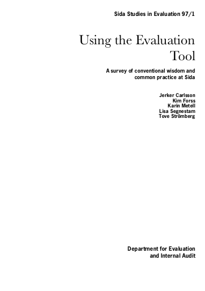 Using the Evaluation Tool - A survey of conventional wisdom and common practice at Sida | ALNAP