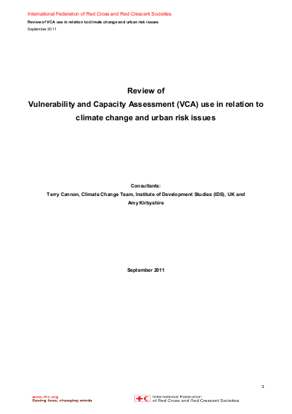 Review of Vulnerability and Capacity Assessment (VCA) use in relation to climate change and ...