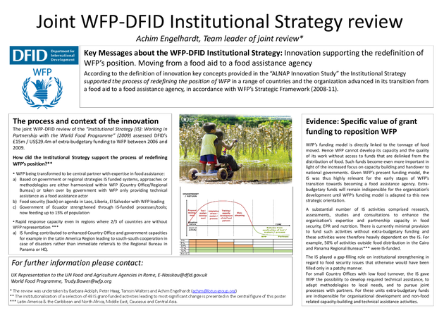 WFP-DFID poster - Innovations fair | ALNAP