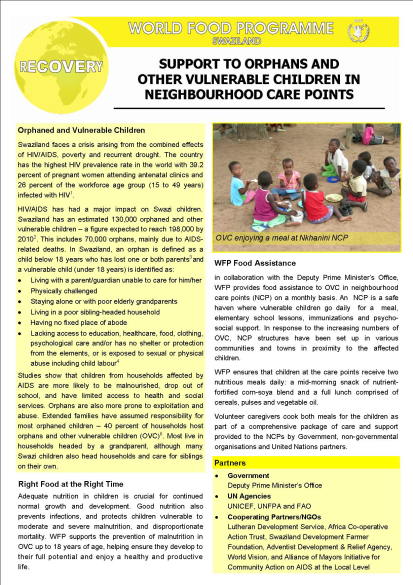 Support to Orphans and Other Vulnerable Children in Neighbourhood Care ...