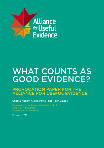 What Counts as Good Evidence? Provocation Paper for the Alliance for ...