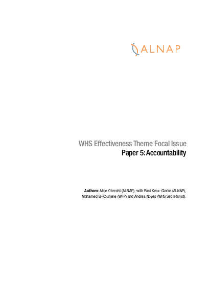WHS Effectiveness Theme Focal Issue: Accountability | ALNAP
